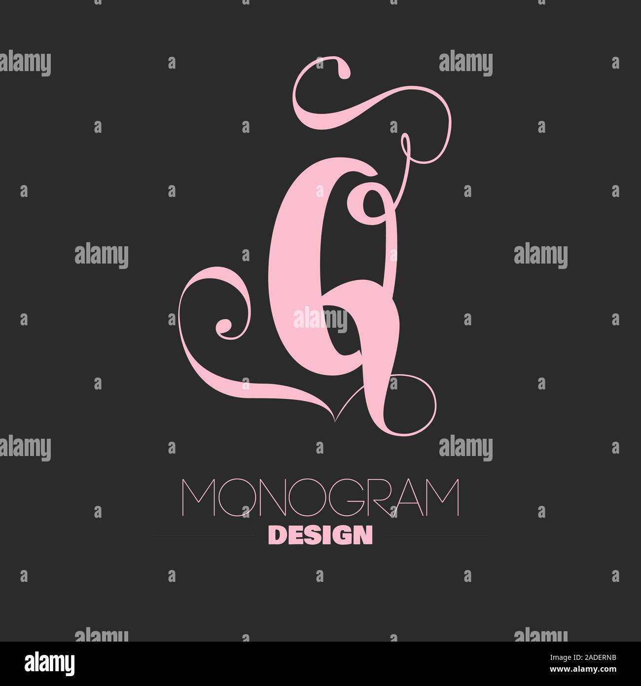 Letter Q copperplate calligraphy monogram design Stock Vector Image ...