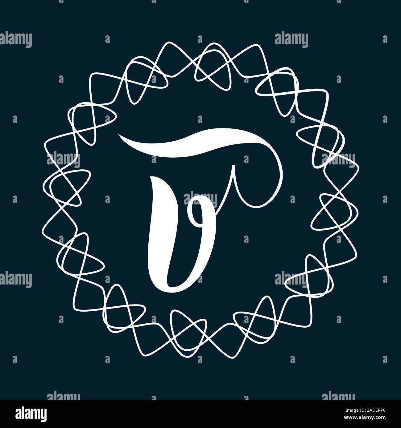 Brush pen calligraphy monogram design - letter V Stock Vector Image ...