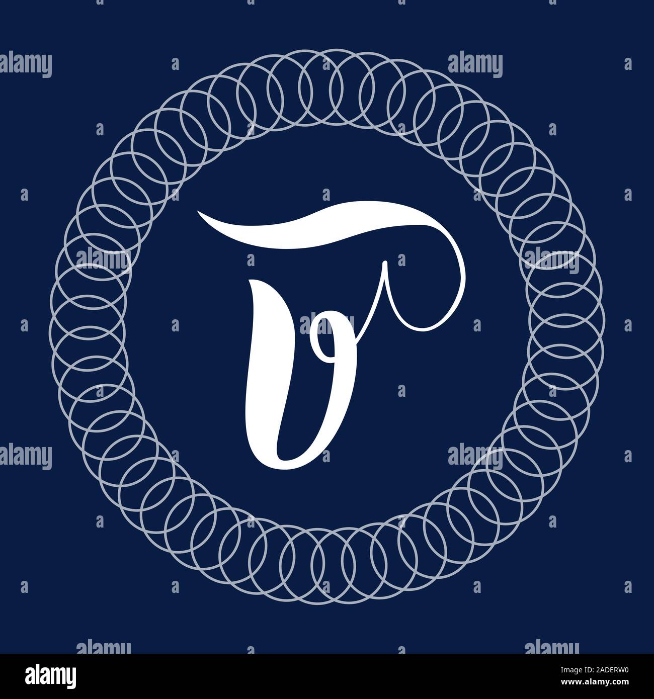 Unique letter V calligraphic monogram for personal and product branding ...