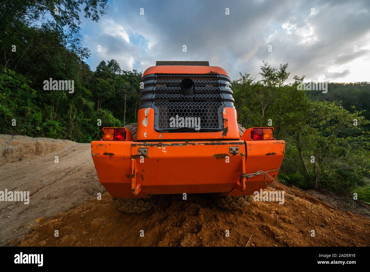 Soil compactor with vibratory padfoot drum. Heavy duty machinery ...