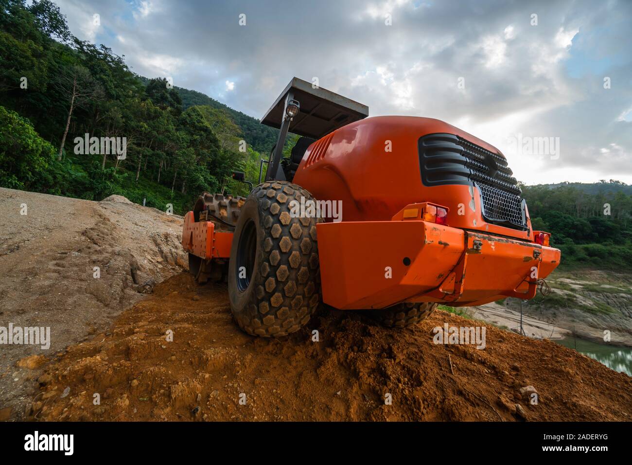 Soil compactor with vibratory padfoot drum. Heavy duty machinery ...