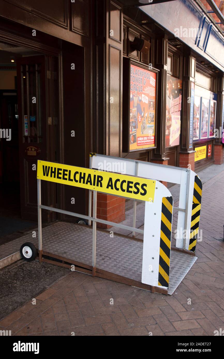 Moveable wheelchair access ramp at Blackpool Tower Stock Photo - Alamy