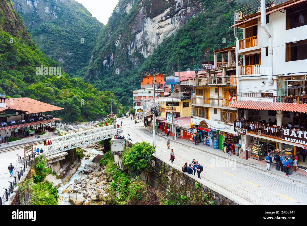 MACHU-PICCHU-PUEBLO, PERU - JUNE 7, 2019: Mountain landscape view in ...