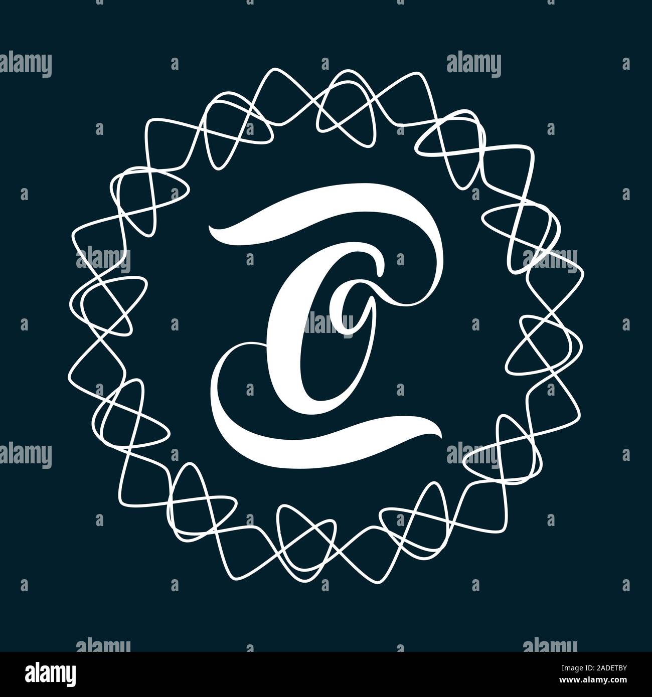 Brush pen calligraphy monogram design - letter O Stock Vector Image ...