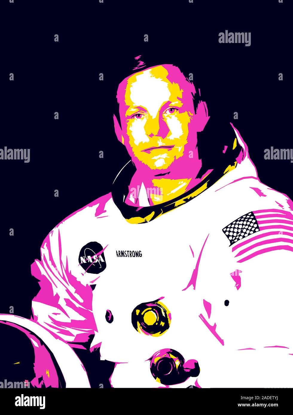 Stylised illustration of Neil Armstrong, Apollo 11 commander. US ...