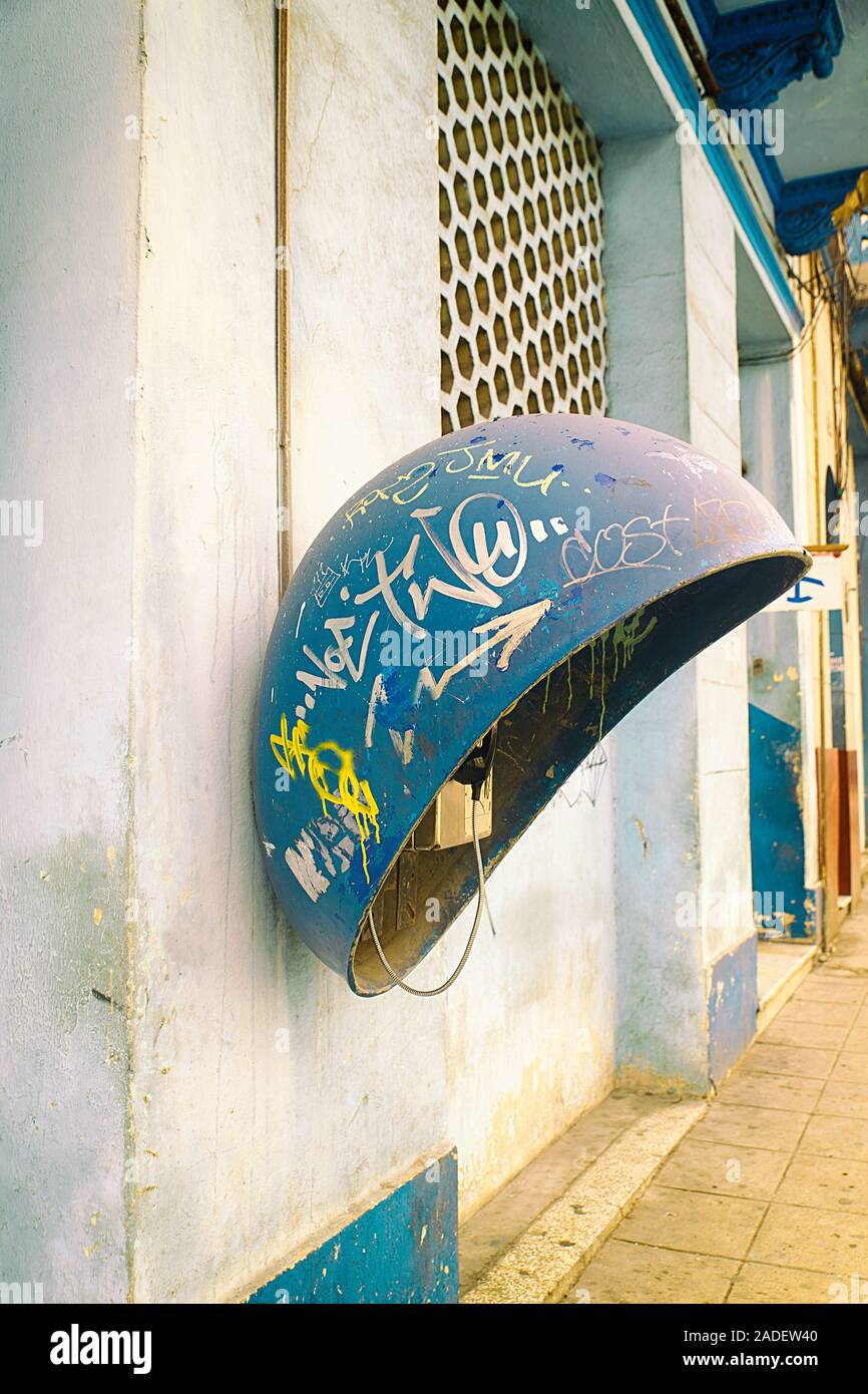 vintage telephone booth , cuba Stock Photo - Alamy