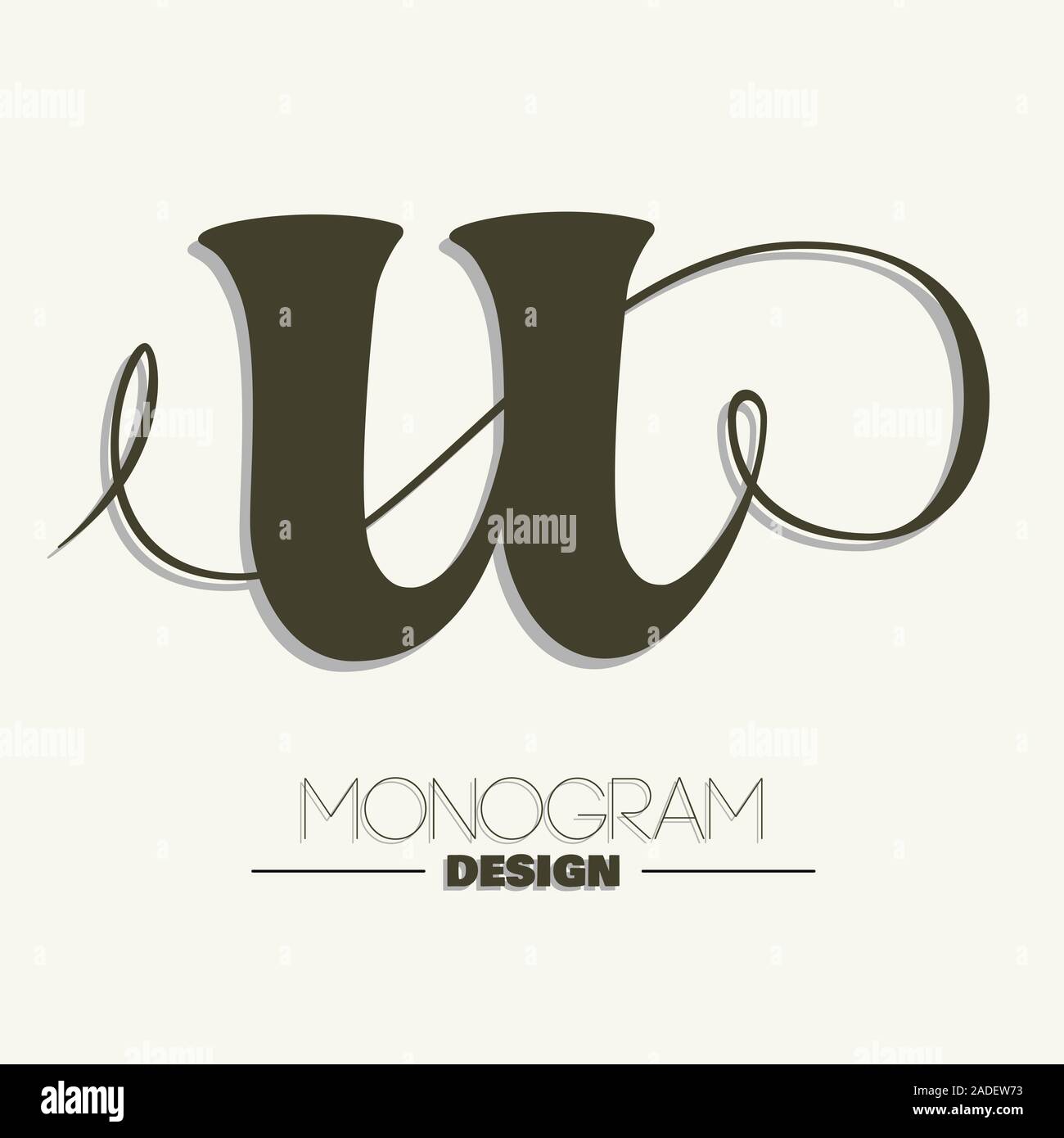 Unique letter U calligraphic monogram for personal and product branding ...