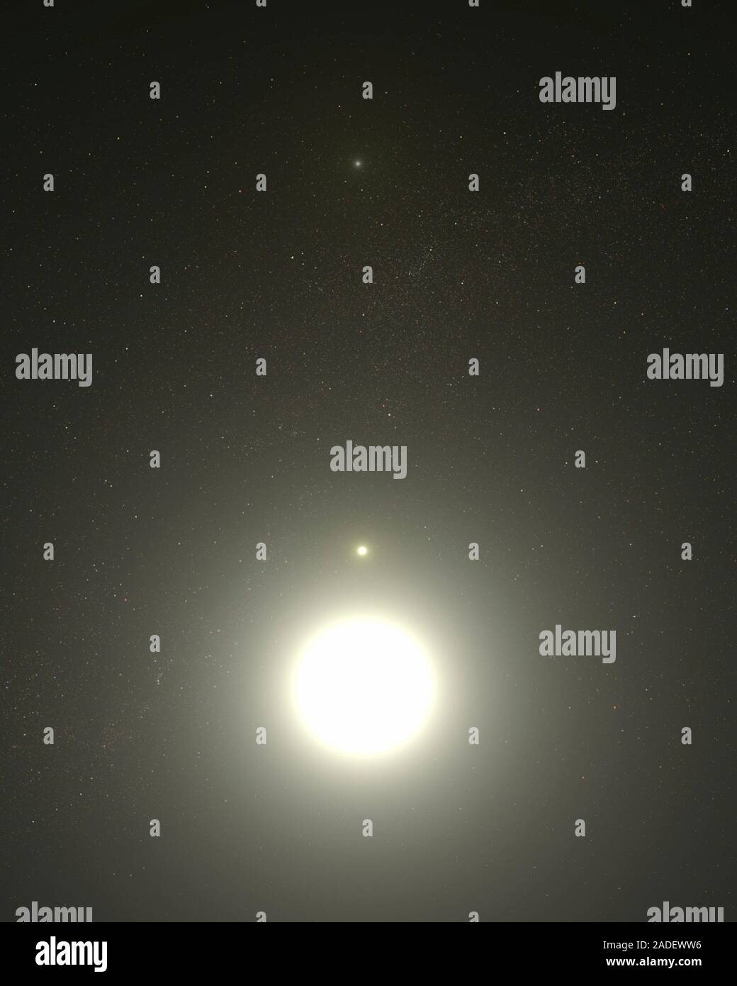 Illustration of a view from within the Polaris triple star system. The ...