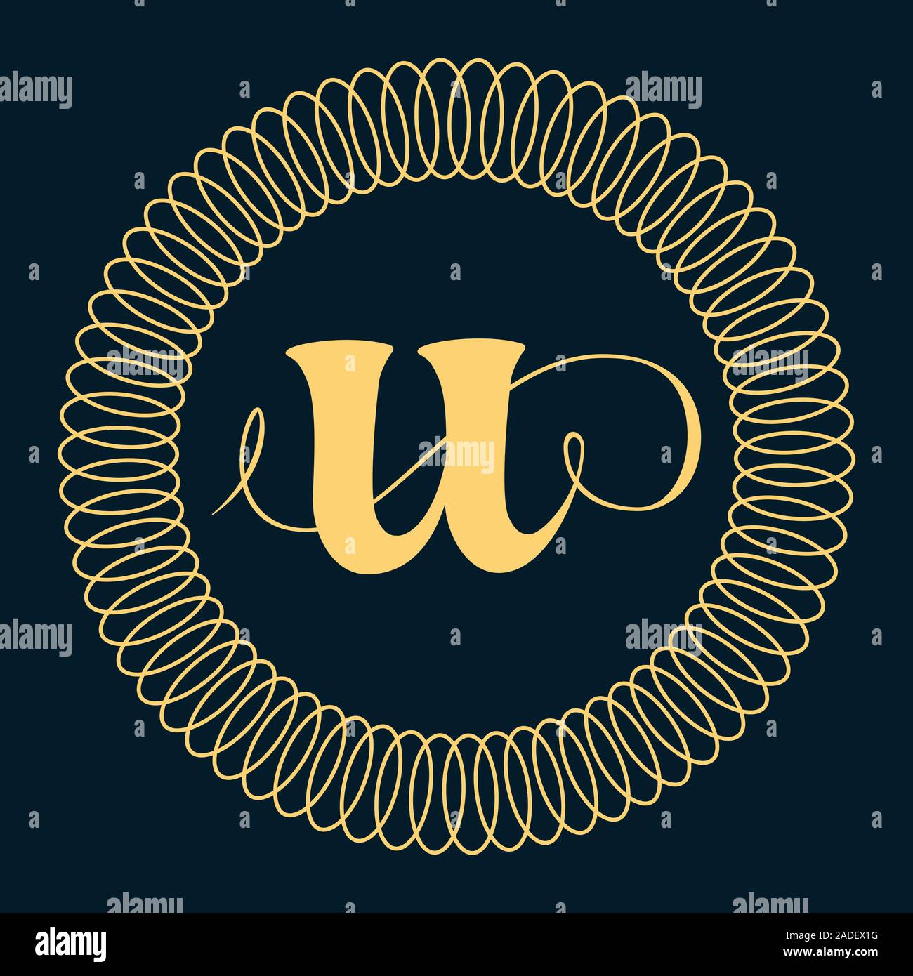 U - capital letter in brush pen calligraphy style monogram design Stock ...