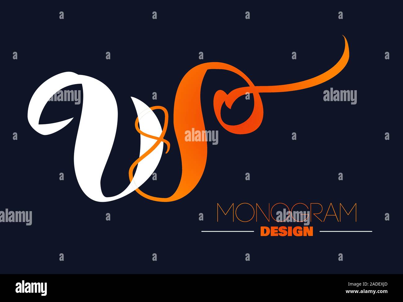 Capital Letter W calligraphy monogram design Stock Vector Image & Art ...