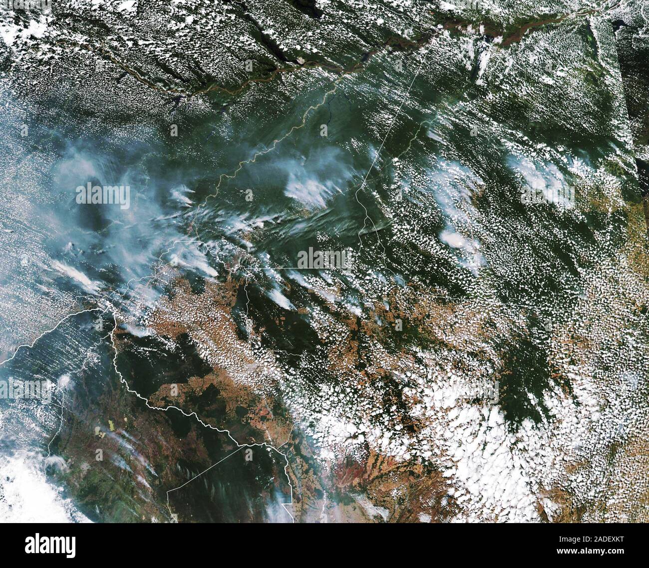 Amazon fires from space, August 2019. Satellite image of smoke rising ...