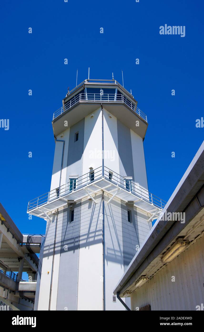 The control tower at the former Shuttle Landing Facility (SLF) runway ...