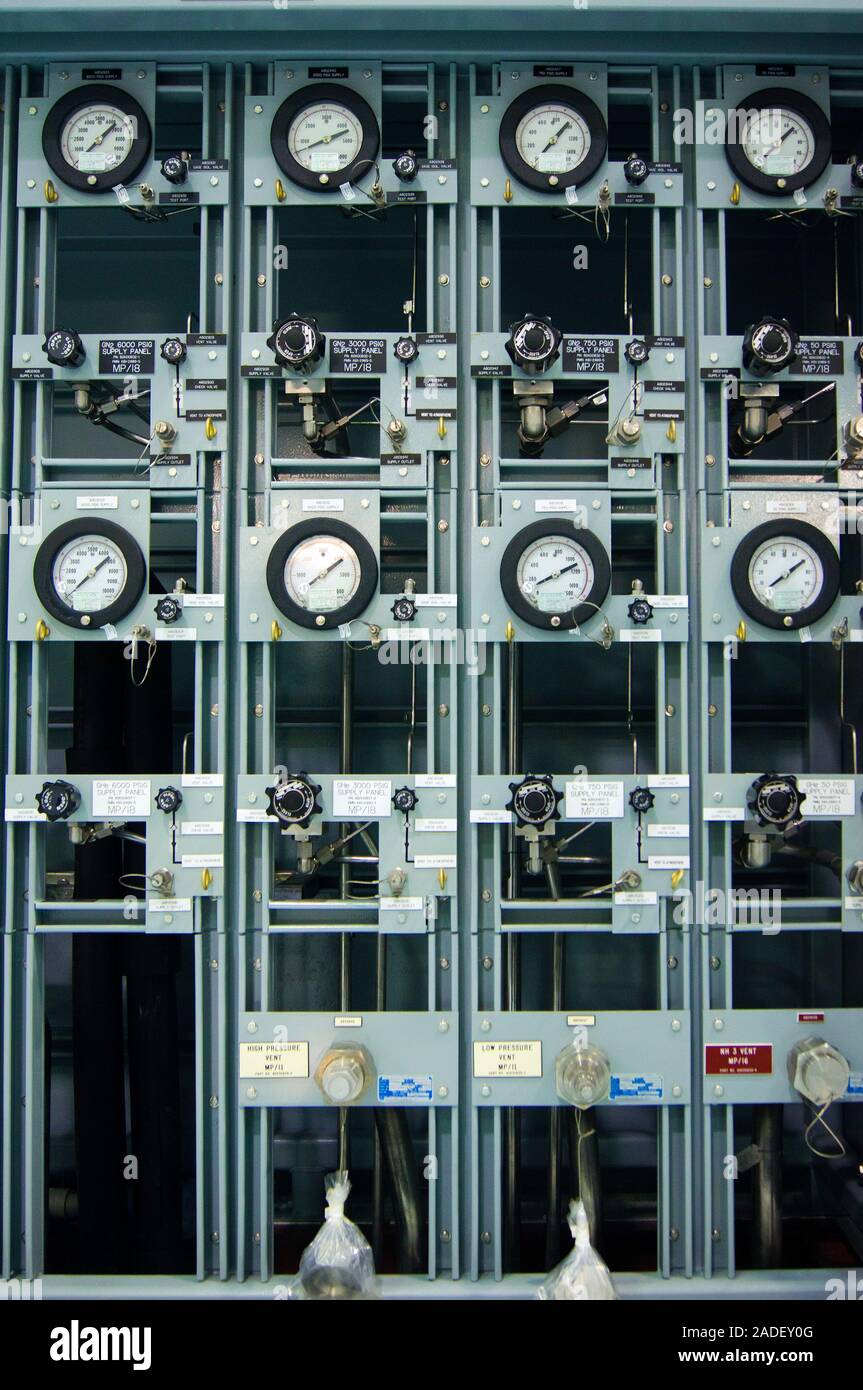 An industrial supply rack for high pressure gaseous nitrogen (top ...