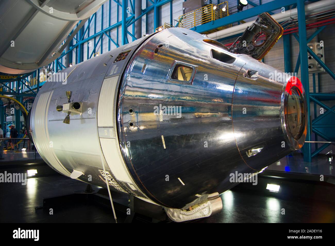 An Apollo command and service module on display in the Apollo/Saturn V ...