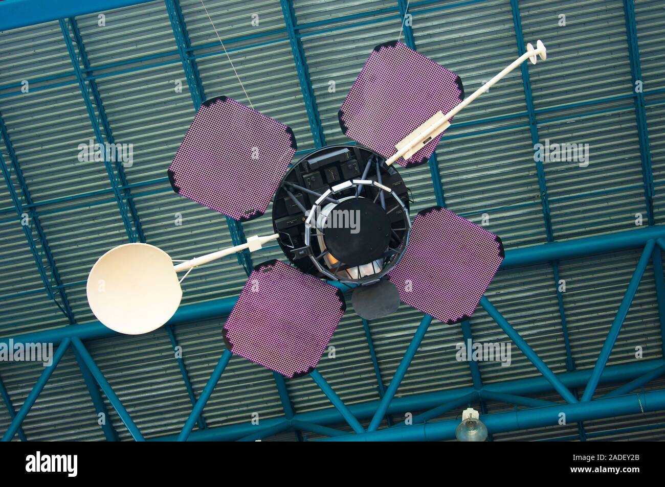 A museum-grade model of a Lunar Orbiter spacecraft on display at the ...