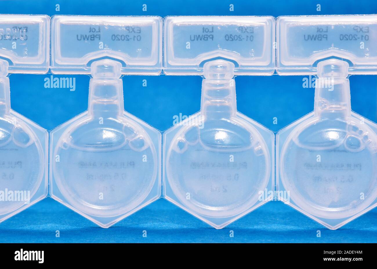 Budesonide asthma respules. Plastic containers holding individual ...