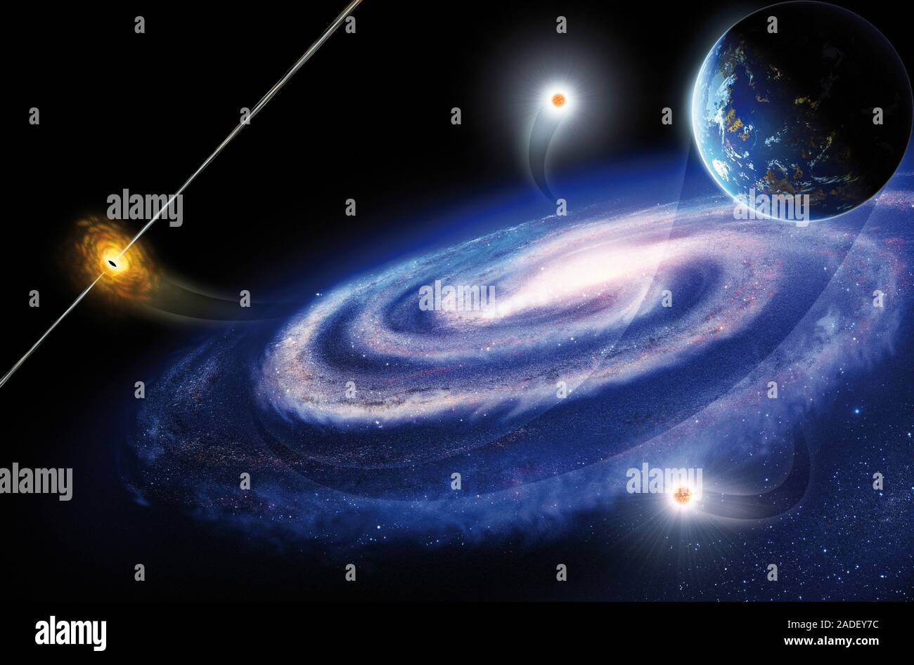 Galaxy and rogue planets, illustration. Rogue planets (also called ...