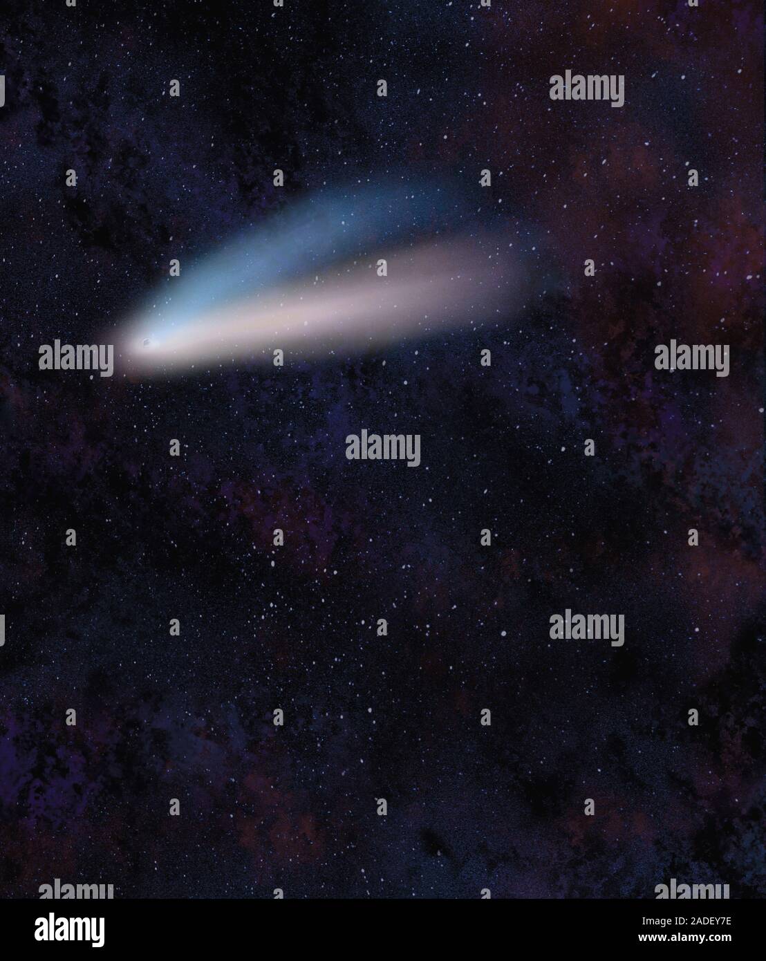 Comet, illustration. Comets are bodies of ice and dust that enter the inner solar system from ...