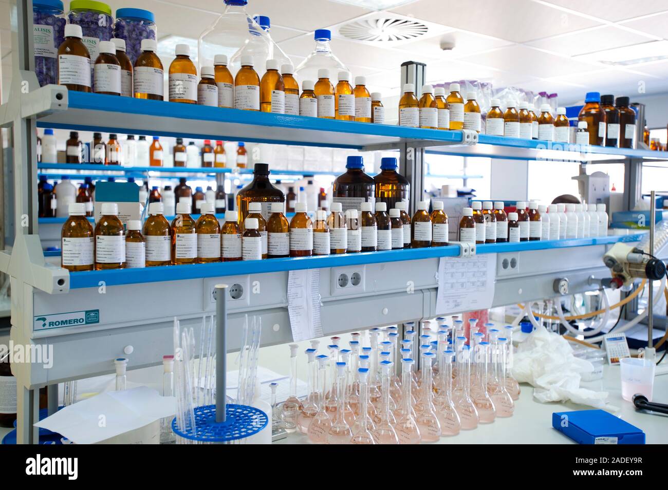 Pharmaceutical research. Chemicals and equipment used in a research ...