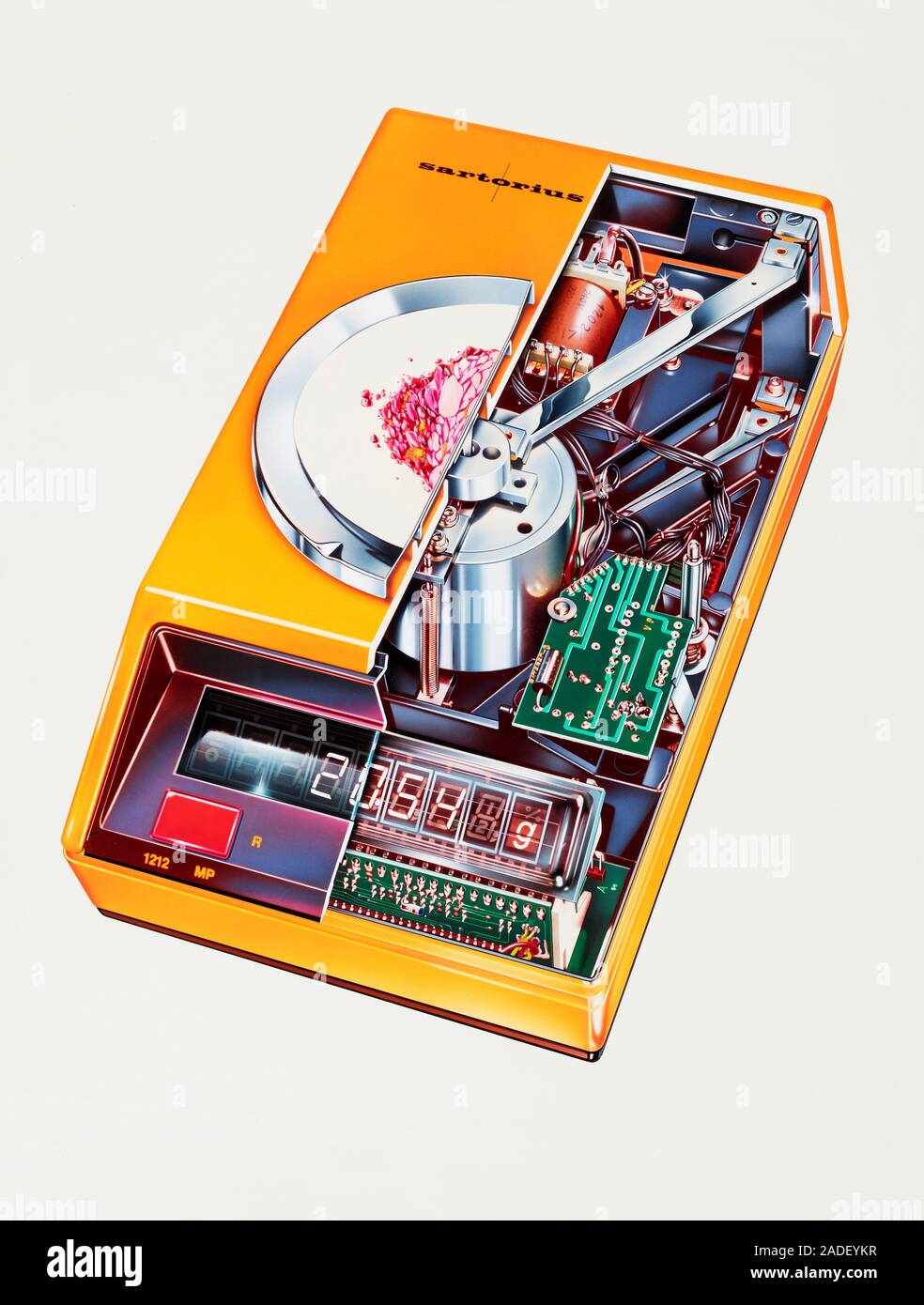 Mass balance. Cutaway illustration of precision laboratory scales used ...