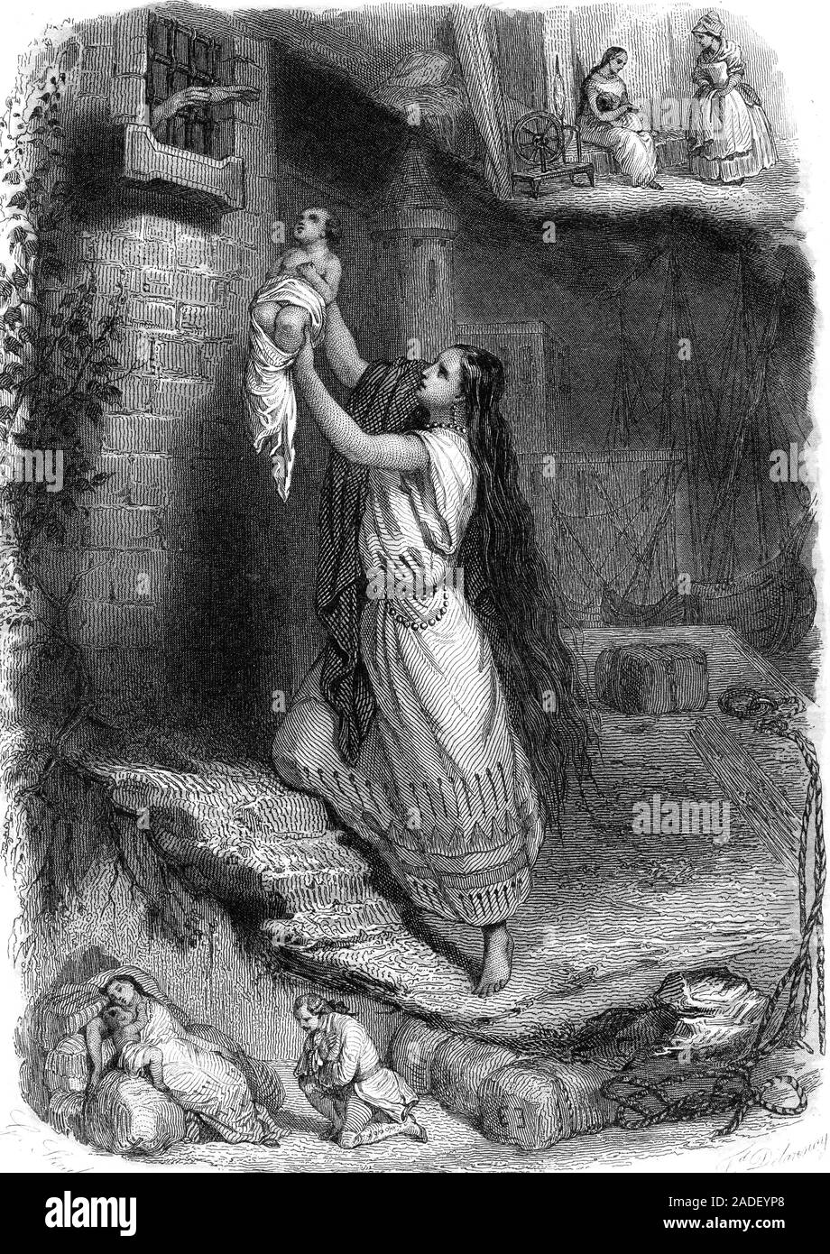 Natchez people of the Mississippi, 1840s. 19th-century illustration of ...