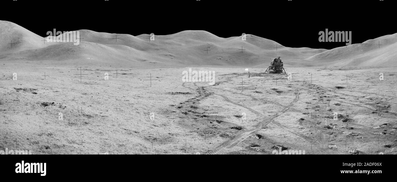 Apollo 15 exploration of the Moon, August 1971. Panoramic montage view ...
