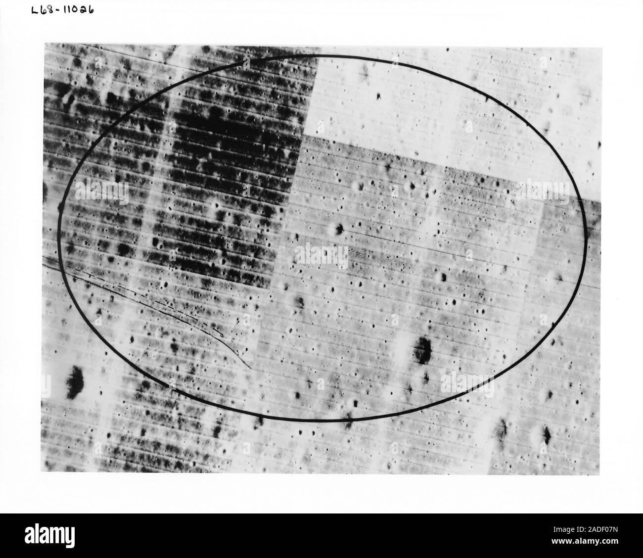 Apollo 11 landing site, Lunar Orbiter image, 1960s. There were five ...