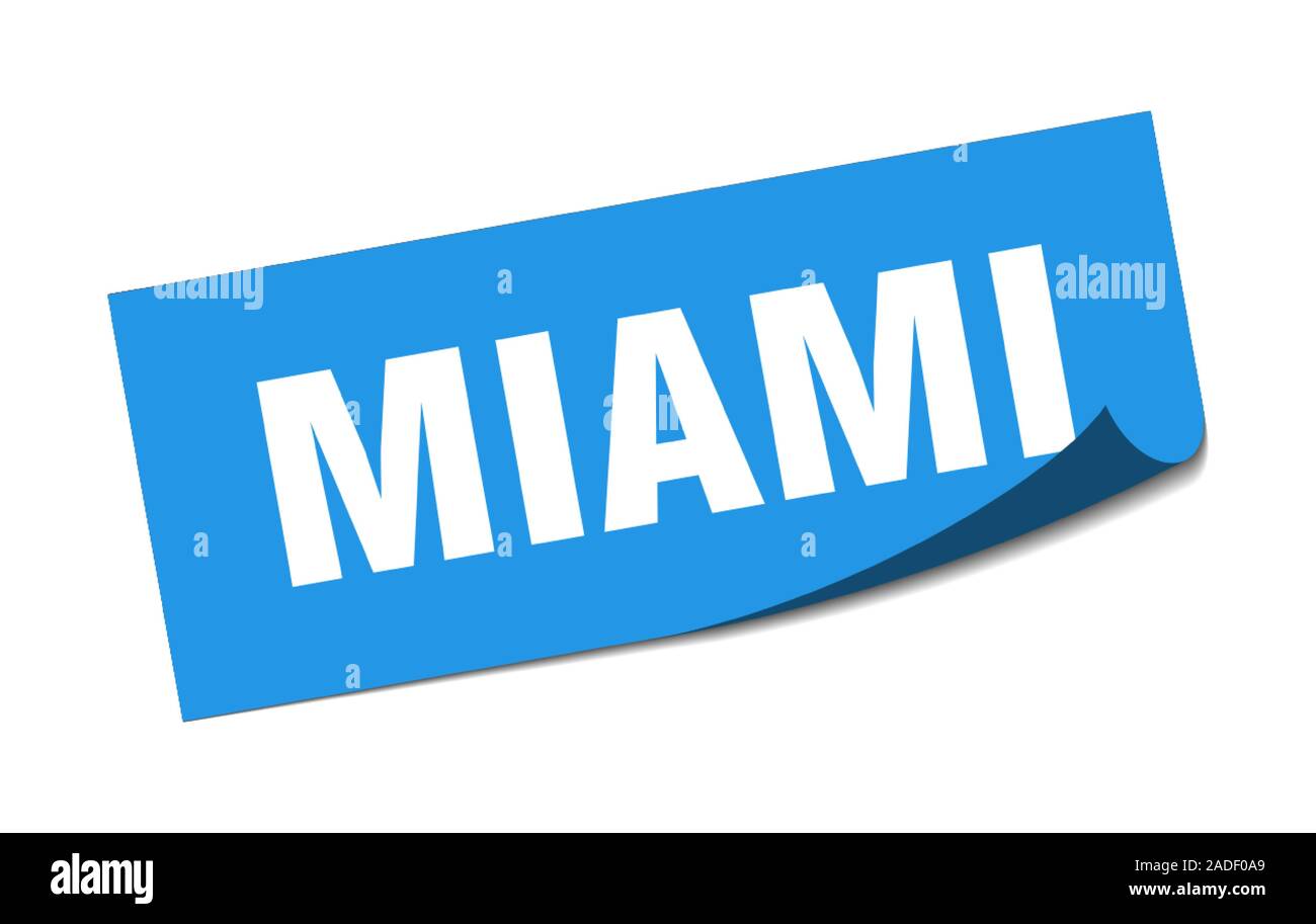 Miami sticker. Miami blue square peeler sign Stock Vector Image & Art ...