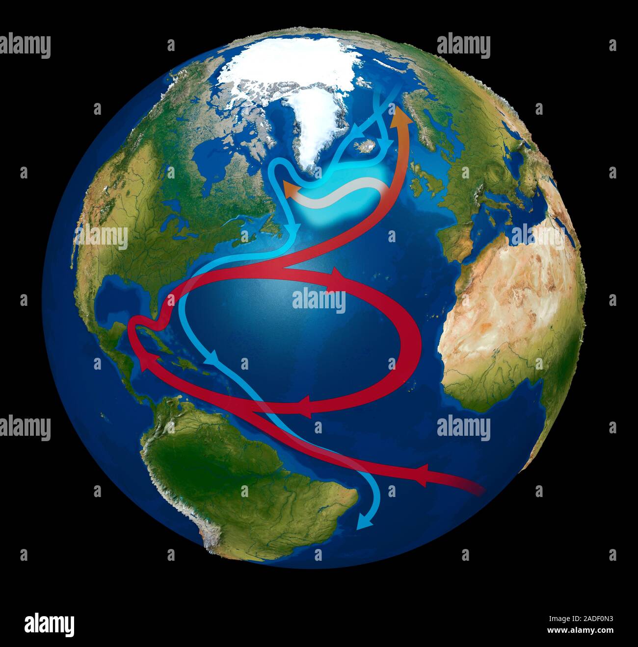 North Atlantic warming hole, illustration. Also known as the 'cold blob ...