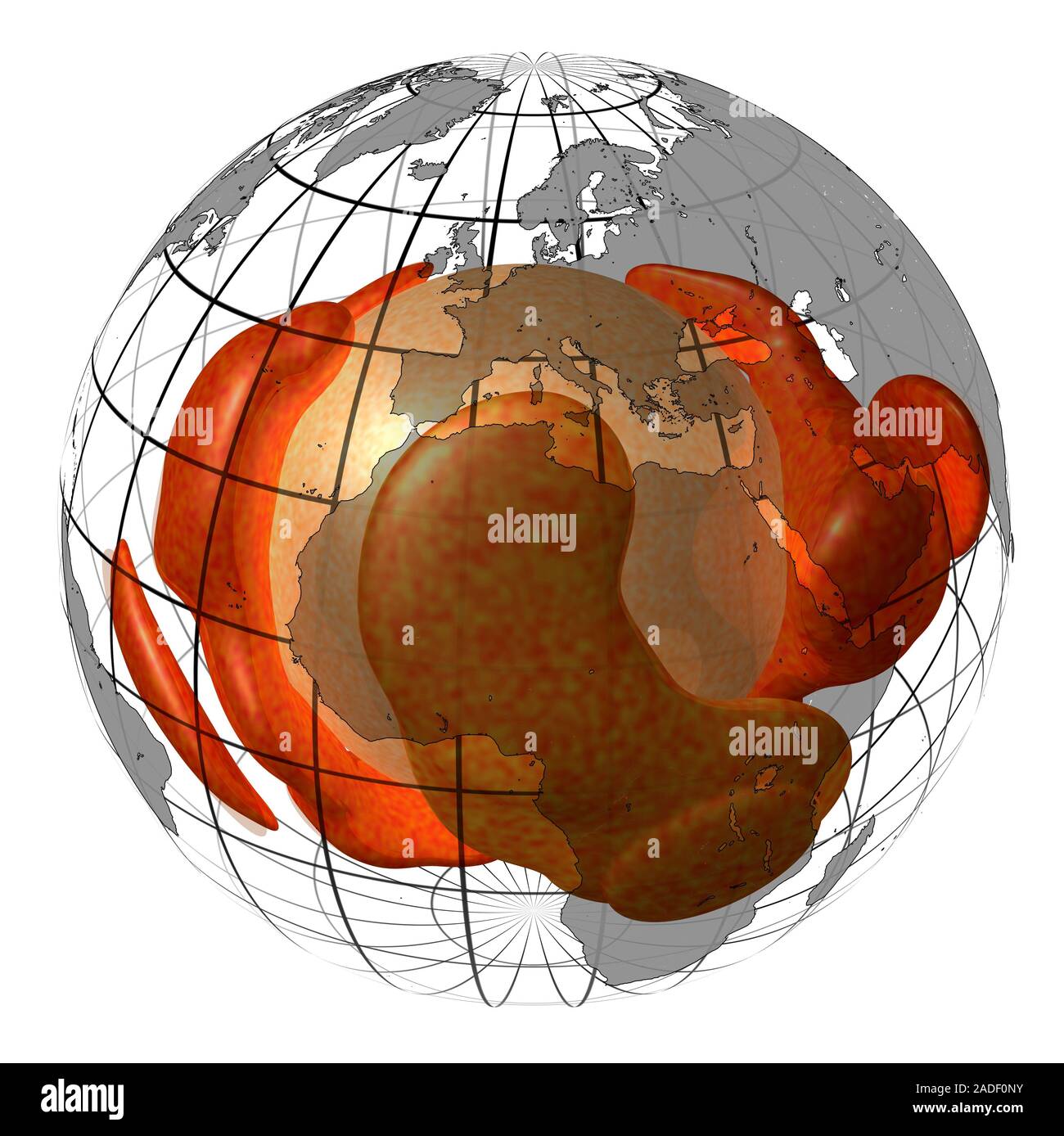 Magma engine theory of plate tectonics. Illustration showing an Earth ...