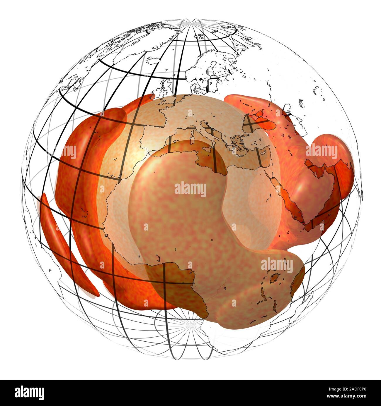 Magma engine theory of plate tectonics. Illustration showing an Earth ...