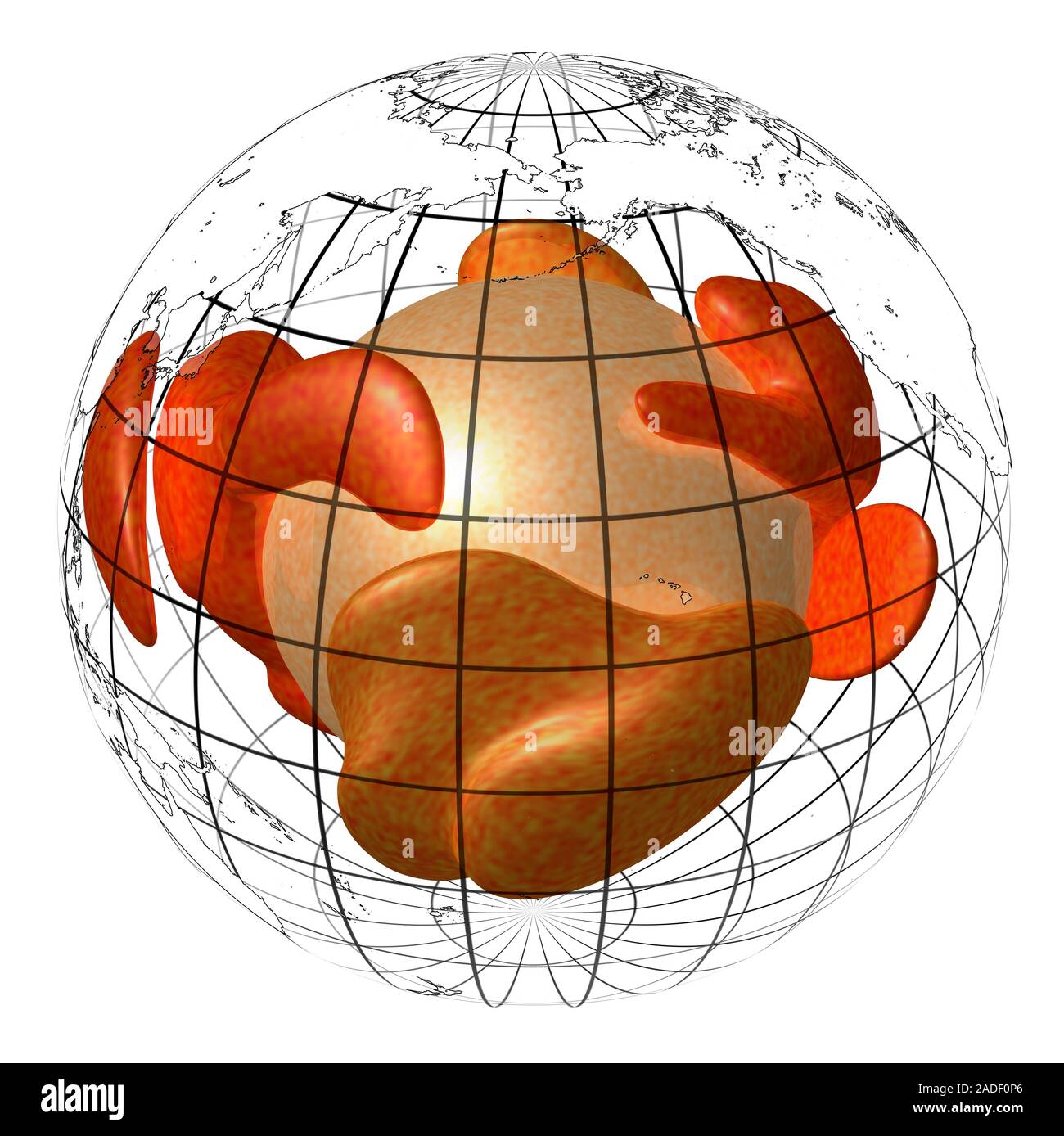 Magma engine theory of plate tectonics. Illustration showing an Earth ...