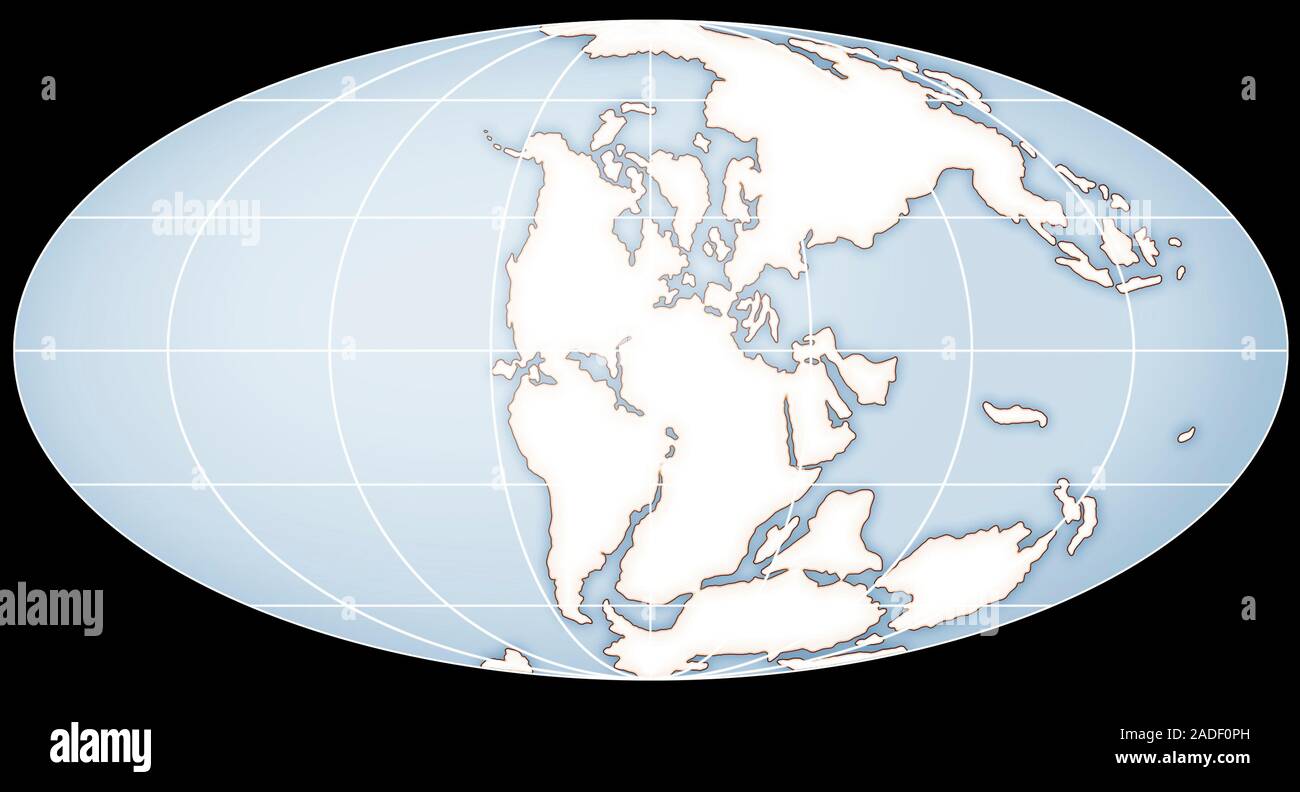 Continents During The Triassic Illustration Elliptical Projection Of The Earths Continents As