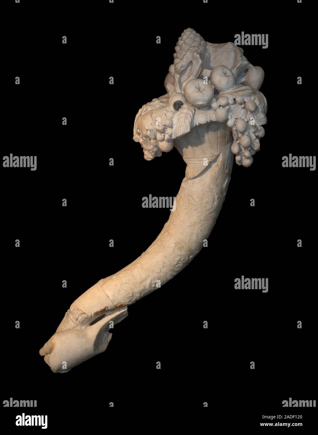 Marble sculpture of a cornucopia, part of an arm of a colossal female ...