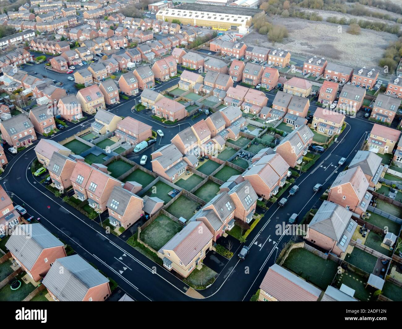 Aerial Houses Residential British England Drone Above View Summer Blue ...