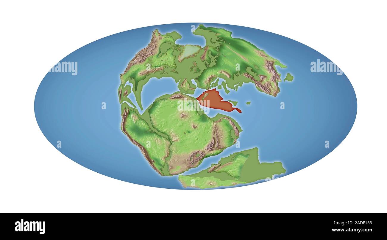 Greater Adria lost continent, 140 million years ago. Map of the Earth ...