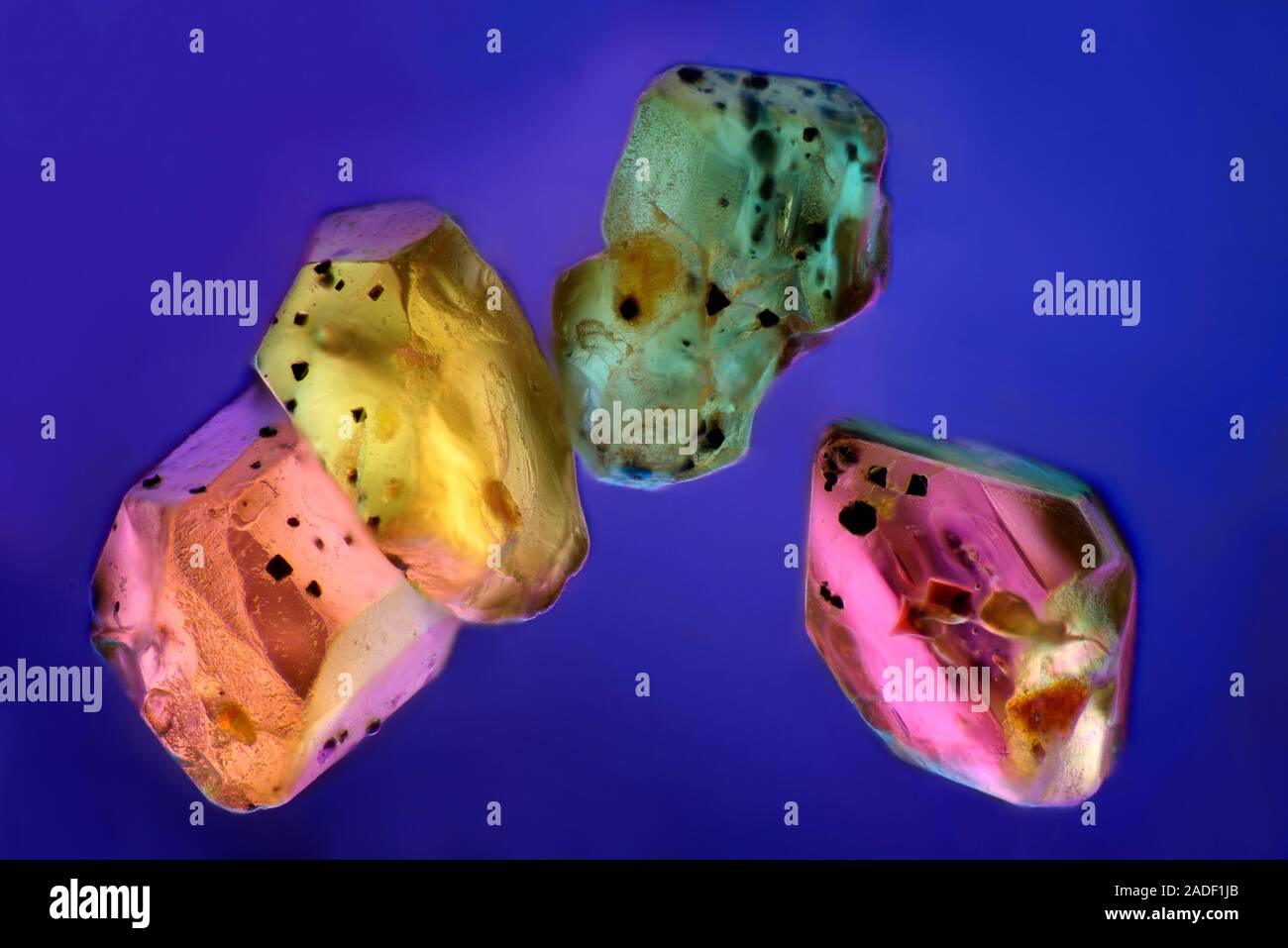 Sand grains. Polarised light micrograph of a section through grains of ...