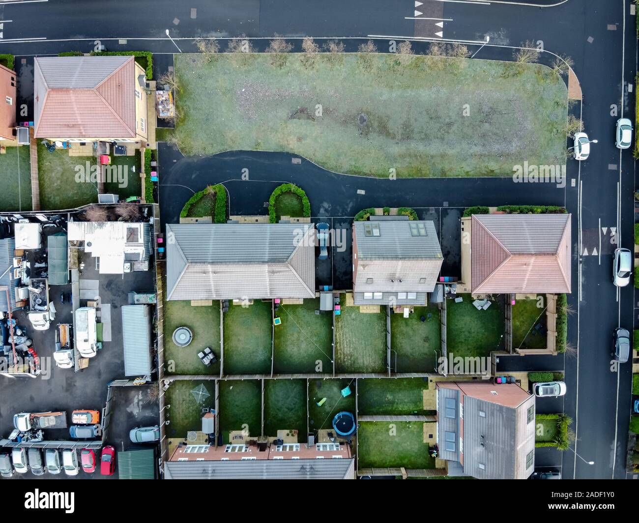 Aerial Houses Residential British England Drone Above View Summer Blue ...
