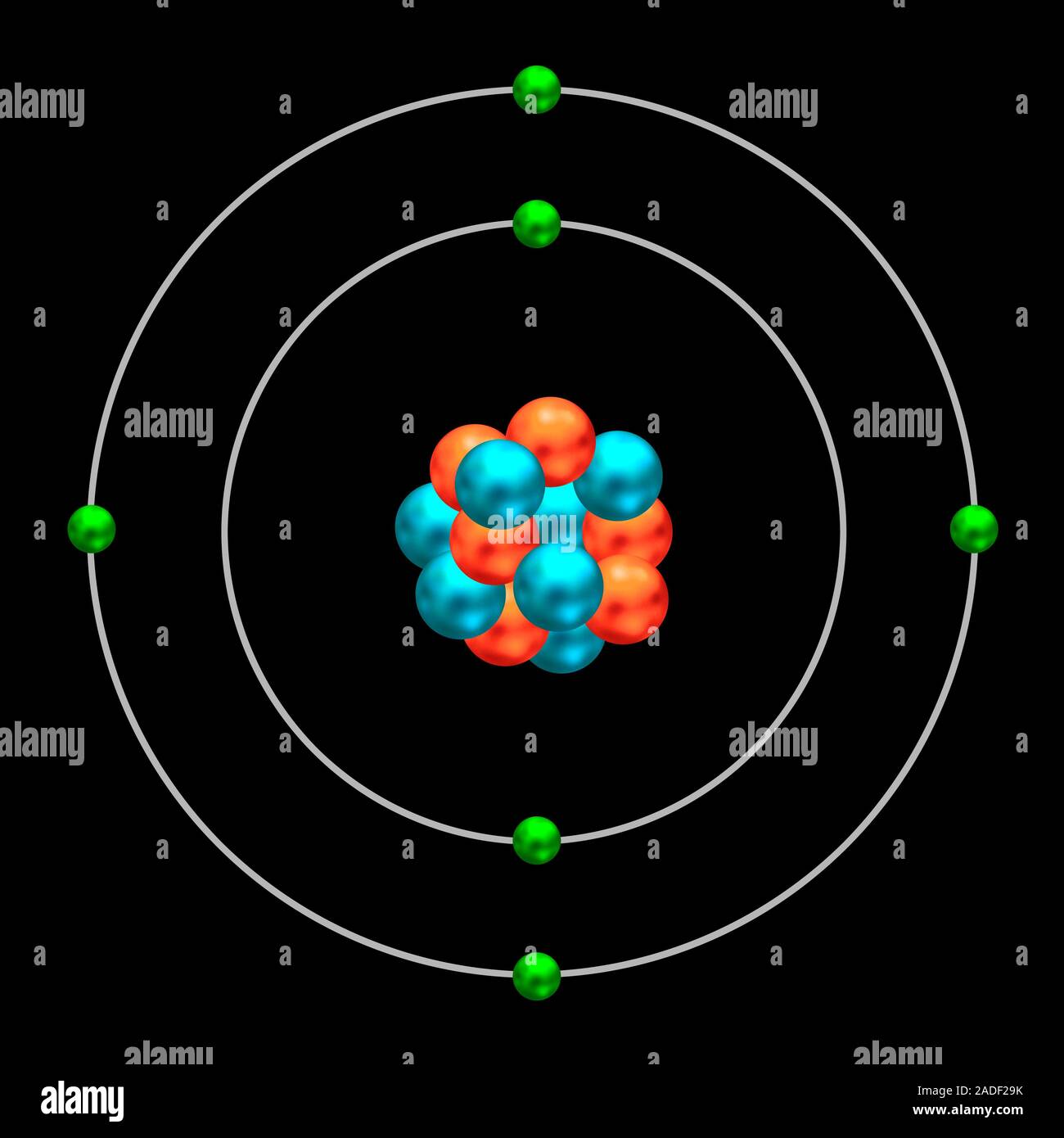 Carbon-13. Diagram showing the nuclear composition and electron ...