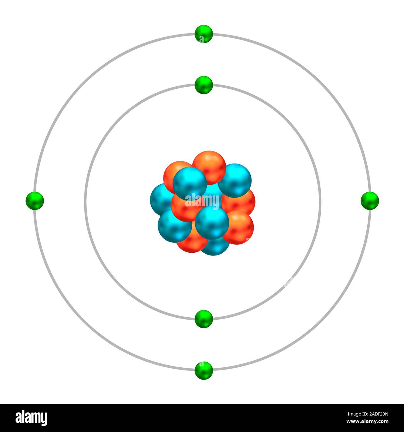 Carbon-13. Diagram showing the nuclear composition and electron ...