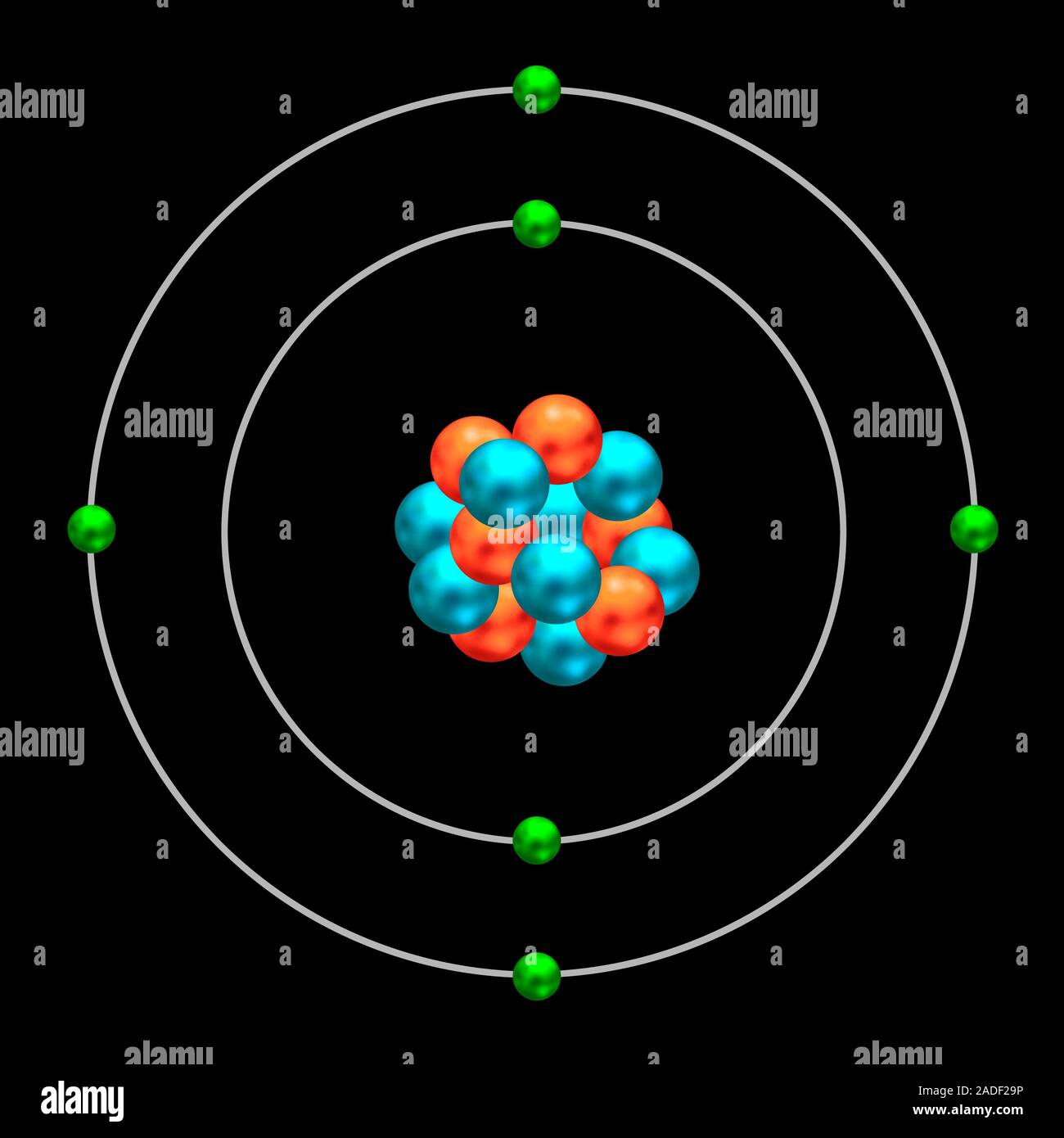 Carbon-14. Diagram showing the nuclear composition and electron ...