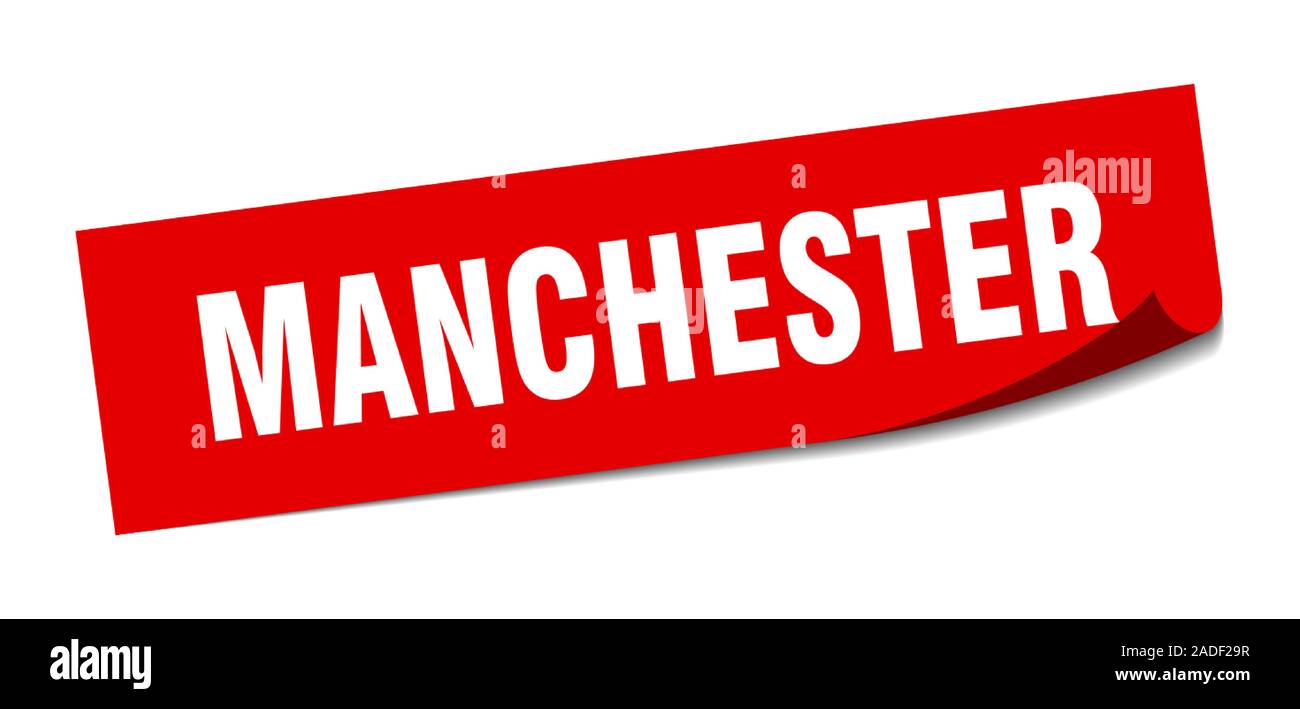 Manchester sticker. Manchester red square peeler sign Stock Vector ...