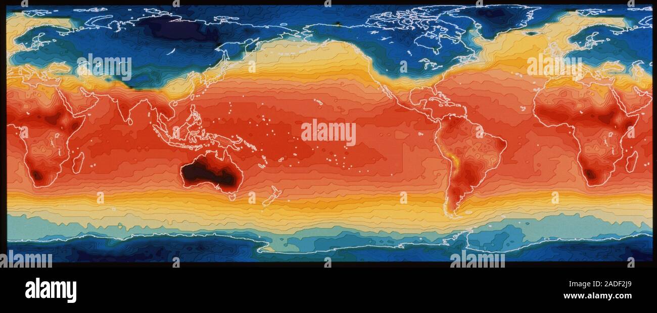 Global temperature. Satellite map of the world's average surface ...