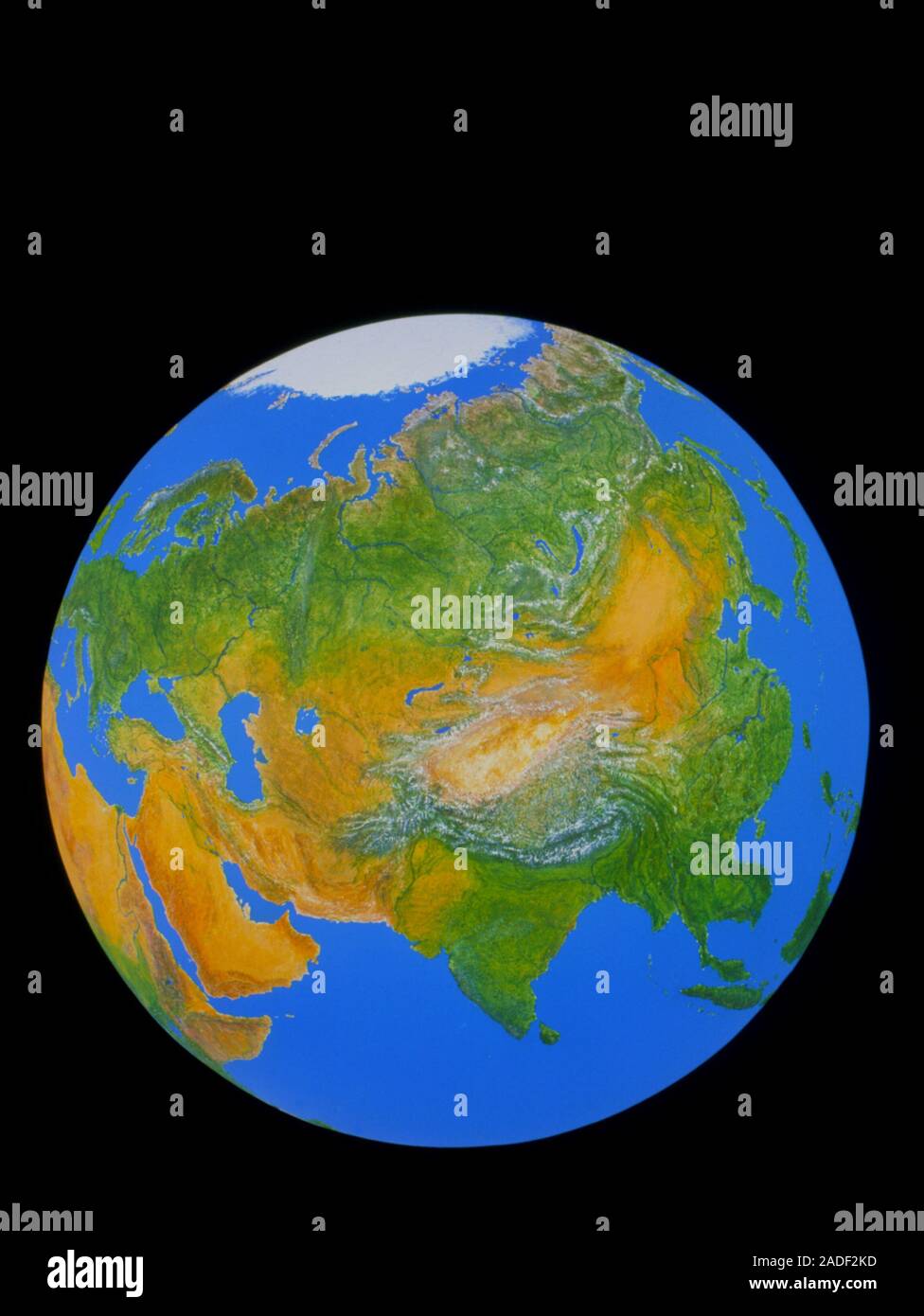 Image of the whole earth showing the continent of Asia. The picture is ...