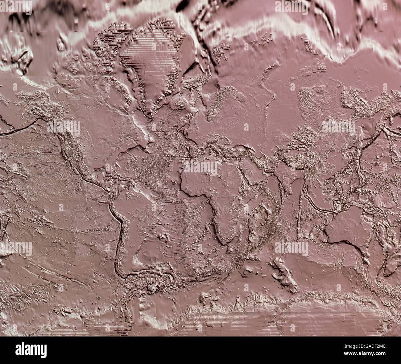 Topographical map of the world. Relief-shaded topographical map of the ...
