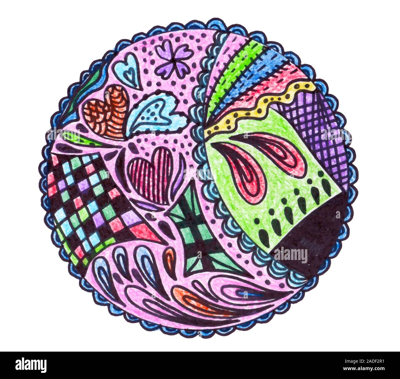 Colorful fantasy abstract illustration painted markers and pencils for ...