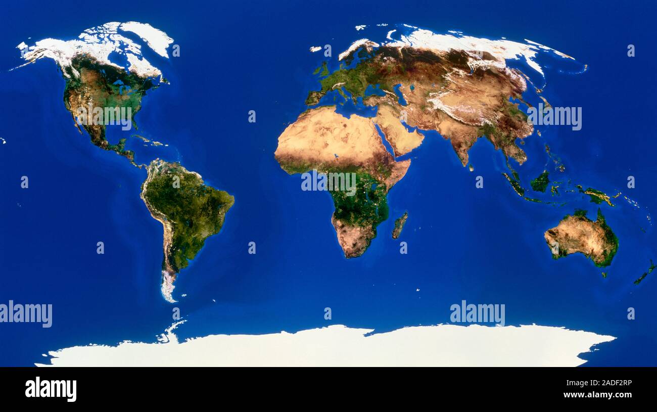 Earth from space. True-colour cloudless satellite image of the whole ...