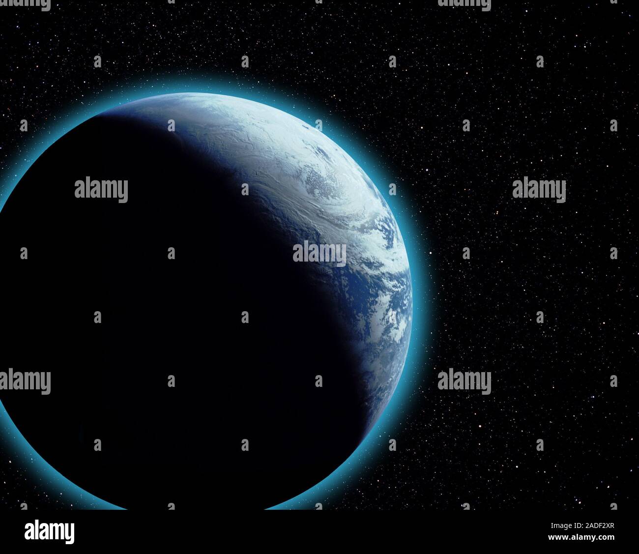 Crescent Earth. Computer-enhanced view of the Earth as taken from the ...