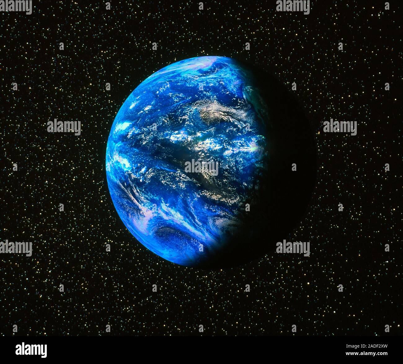 Earth day and night. Satellite image of the Earth centred on the ...