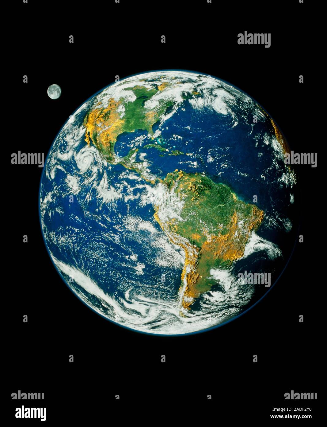 Whole Earth. Composite satellite image of Earth centred on the Americas ...